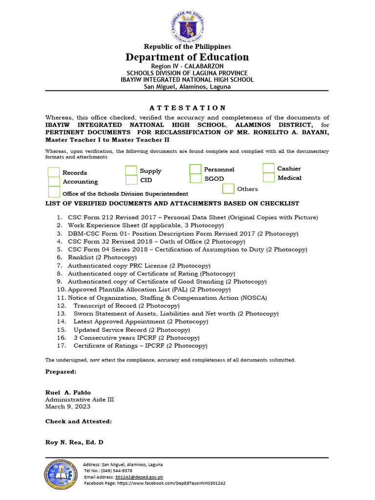 ATTESTATION-aPPOINTMENT pROMOTION | PDF