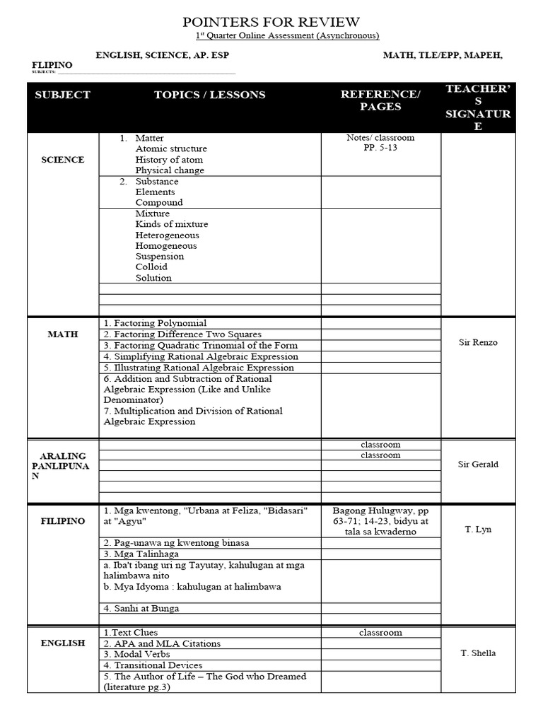 Ptr-Quarterly-Assessment G8 | PDF | Factorization | Mixture