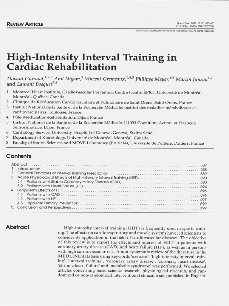 High-Intensity Interval Training in cardiac rehabilitation | PDF | High Intensity Interval ...