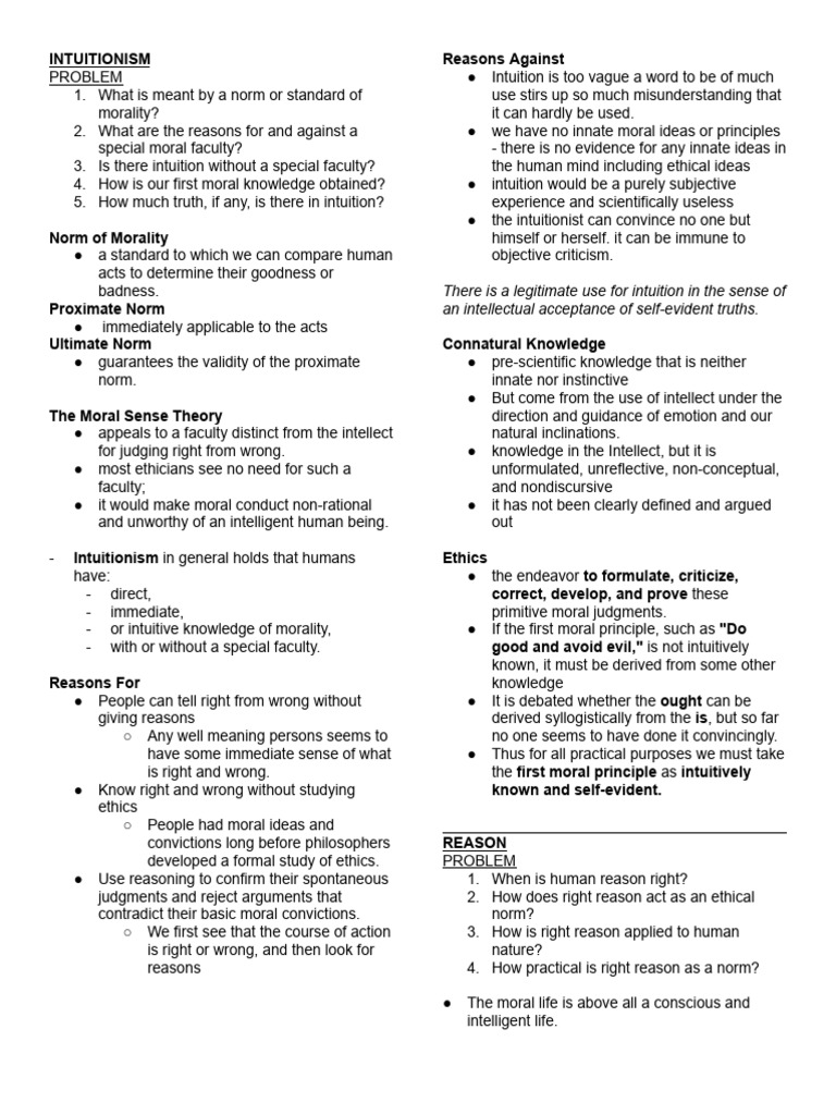 Intuitionism: Morality and Reason | PDF | Existentialism | Reason