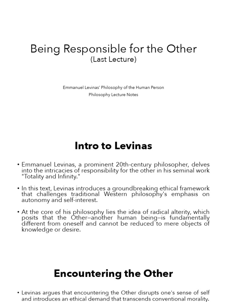 Levinas: Radical Ethical Responsibility | PDF | Self | Autonomy