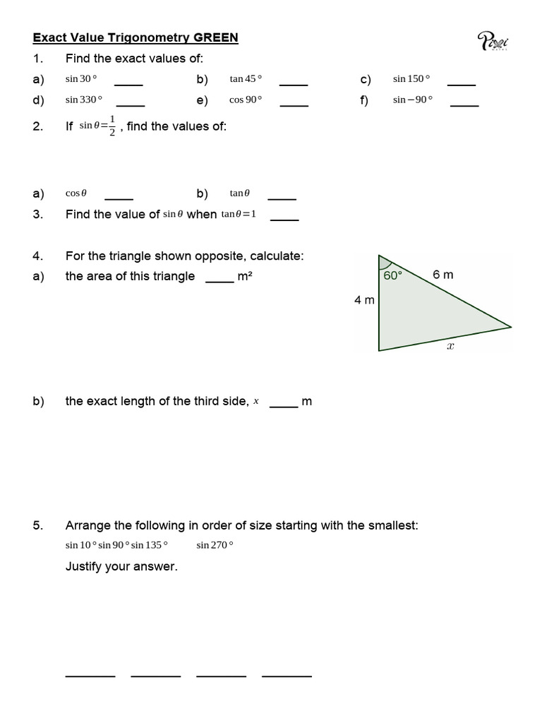 Exact Values of Trigonometry RAG | Download Free PDF | Trigonometry ...