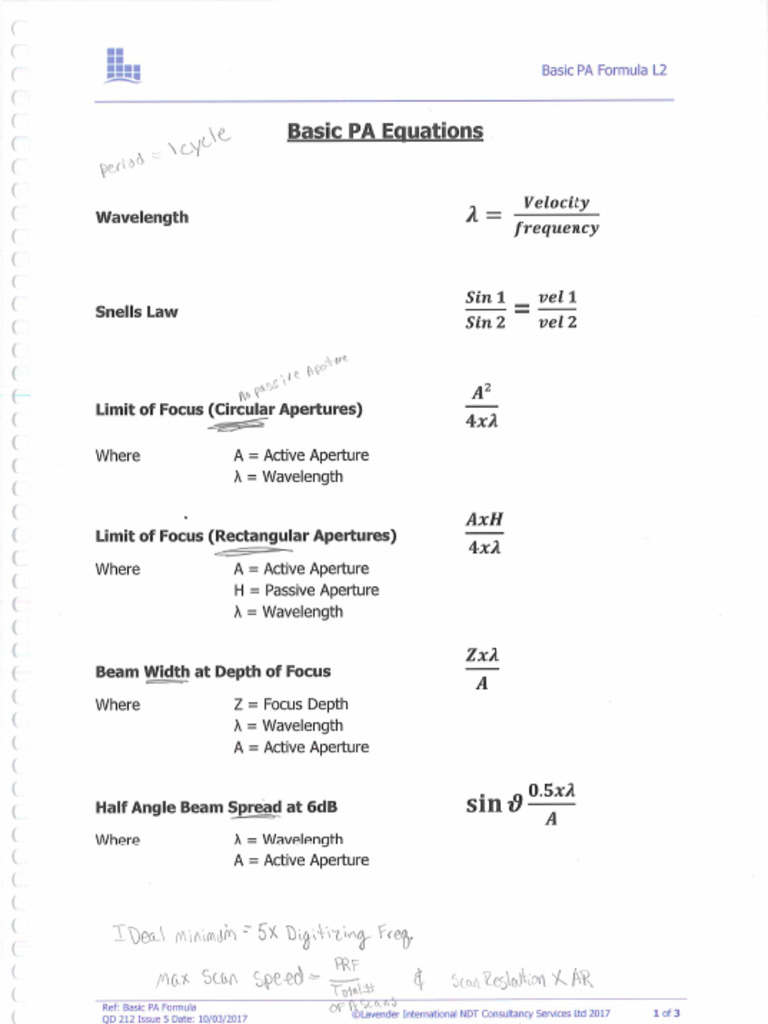 NDT UT Formulas and Definitions | PDF