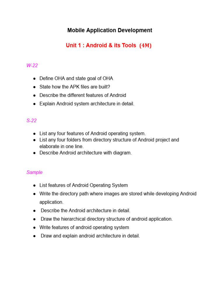 Mad Chapter Wise | PDF | Android (Operating System) | Graphical User Interfaces