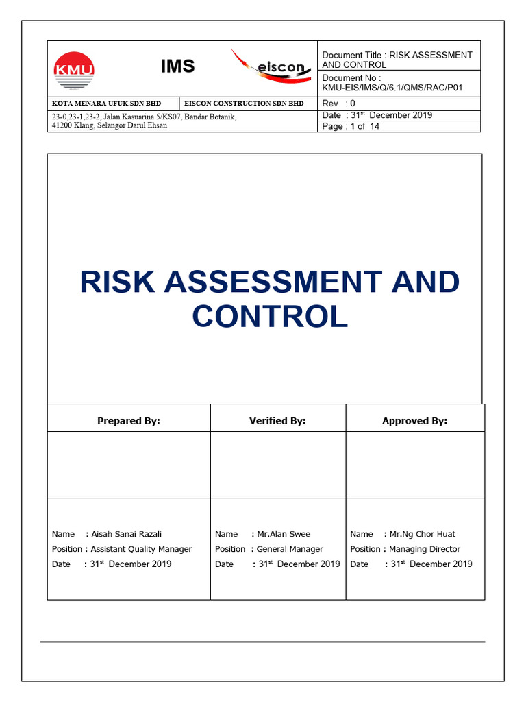Risk Assessment & Control Guide | PDF | Risk | Risk Management