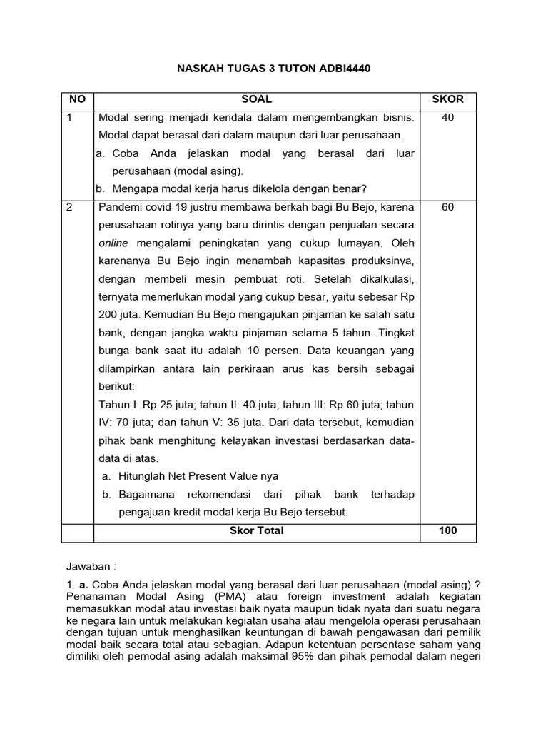 Tugas 3 Tuton ADBI4440 Kewirausahaan | PDF