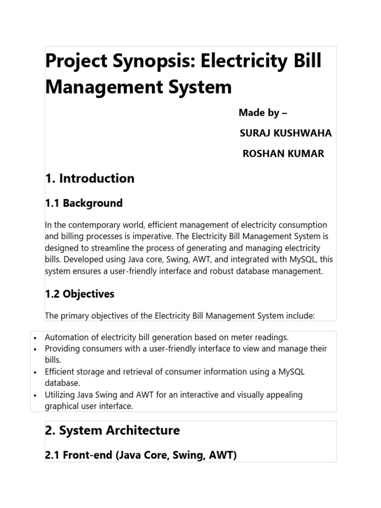 Elctricity Bill System PDF | PDF | Databases | My Sql