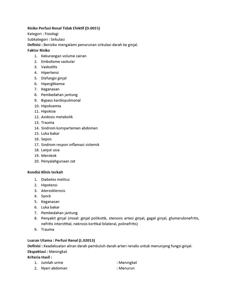 Risiko Perfusi Renal Tidak Efektif | PDF