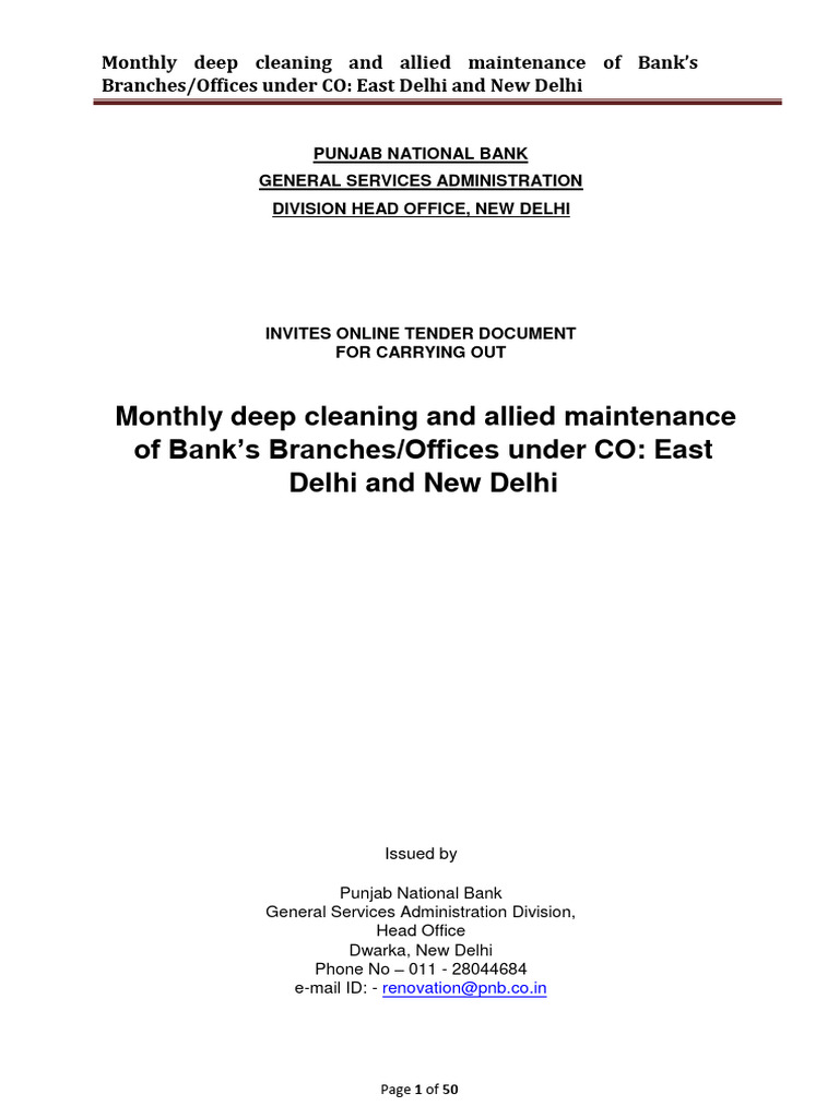 Deep Cleaning Tender | PDF | Banks | Legal Liability