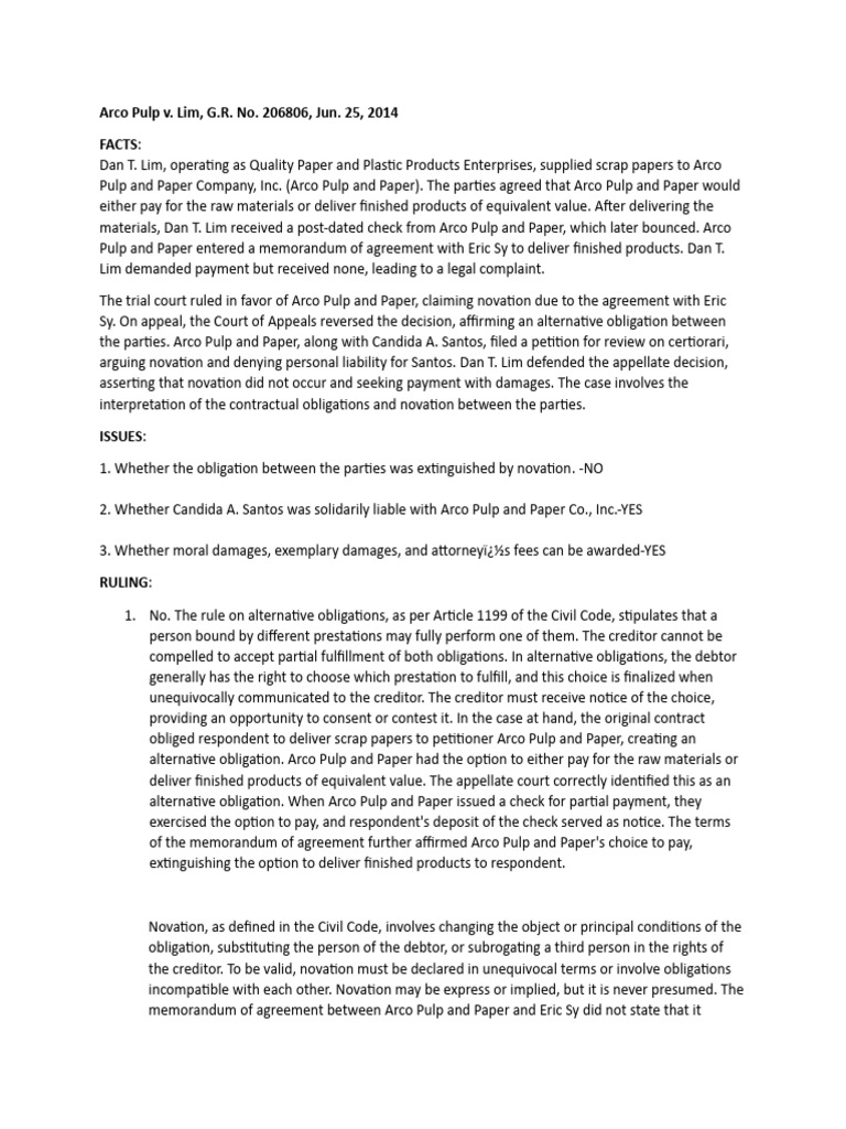 Case Digest Obligations and Contract | PDF | Damages | Legal Liability