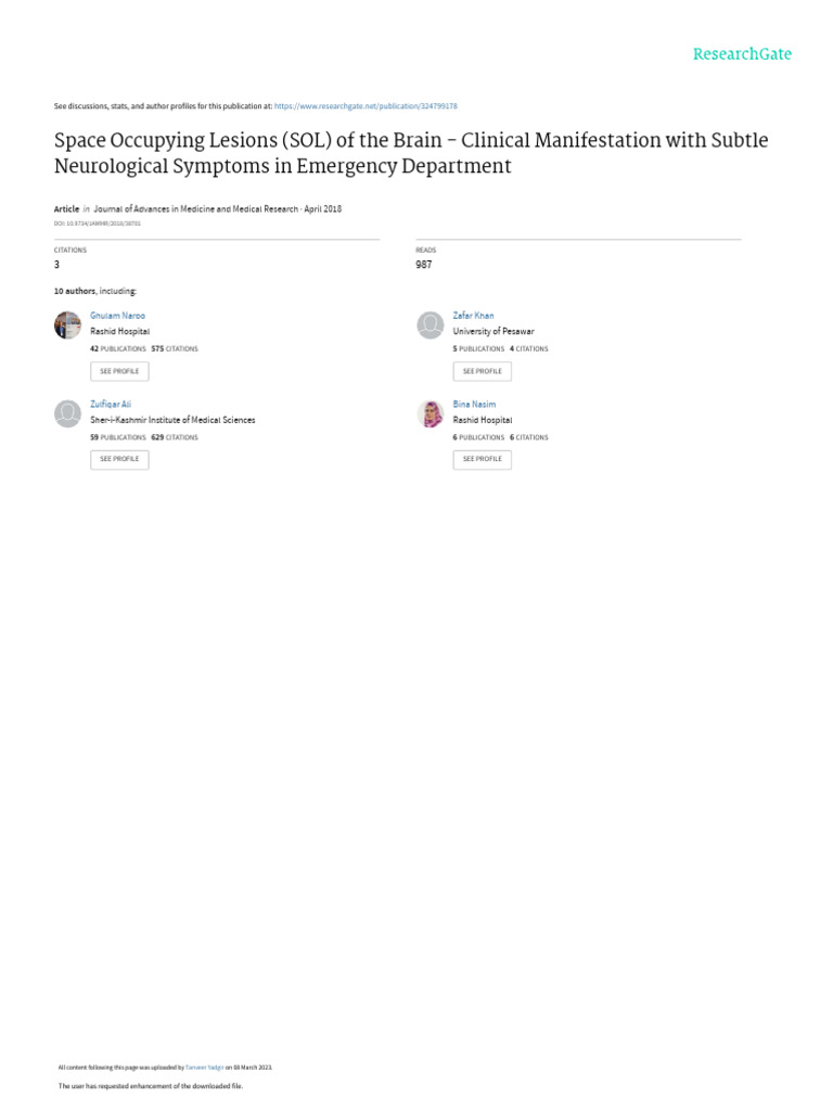 Space Occupying Lesions SOL of the Brain - Clinica | PDF | Brain Tumor ...