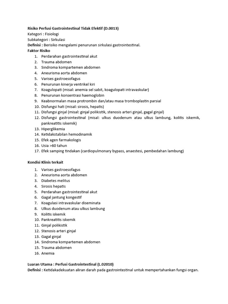 Risiko Perfusi Gastrointestinal Efektif | PDF