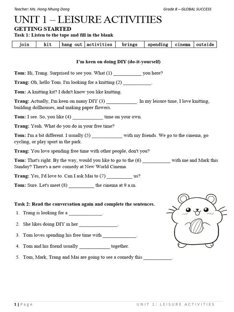 GRADE 8 - UNIT 1 - LEISURE ACTIVITIES | PDF | Leisure | Hobbies