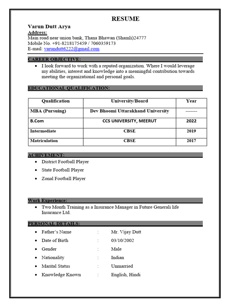 Varun Resume Updated | PDF