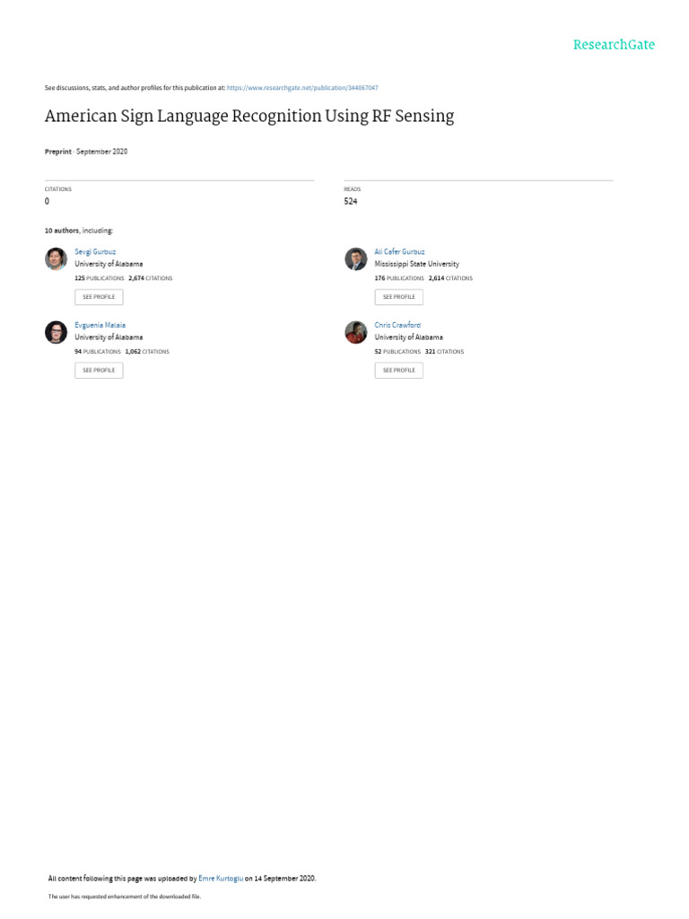 American Sign Language Recognition Using RF Sensin | PDF | Radar ...