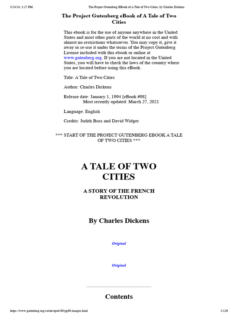 The Project Gutenberg Ebook of A Tale of Two Cities, by Charles Dickens ...