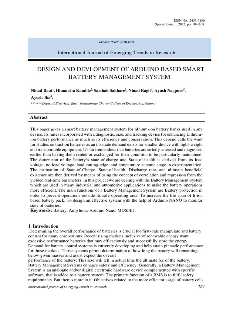 DESIGN_AND_DEVLOPMENT_OF_ARDUINO_BASED_S | PDF | Rechargeable Battery ...