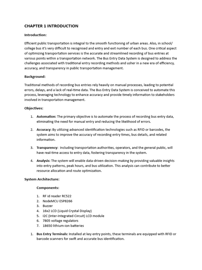 bus data entry system project report content write up | PDF | Radio ...