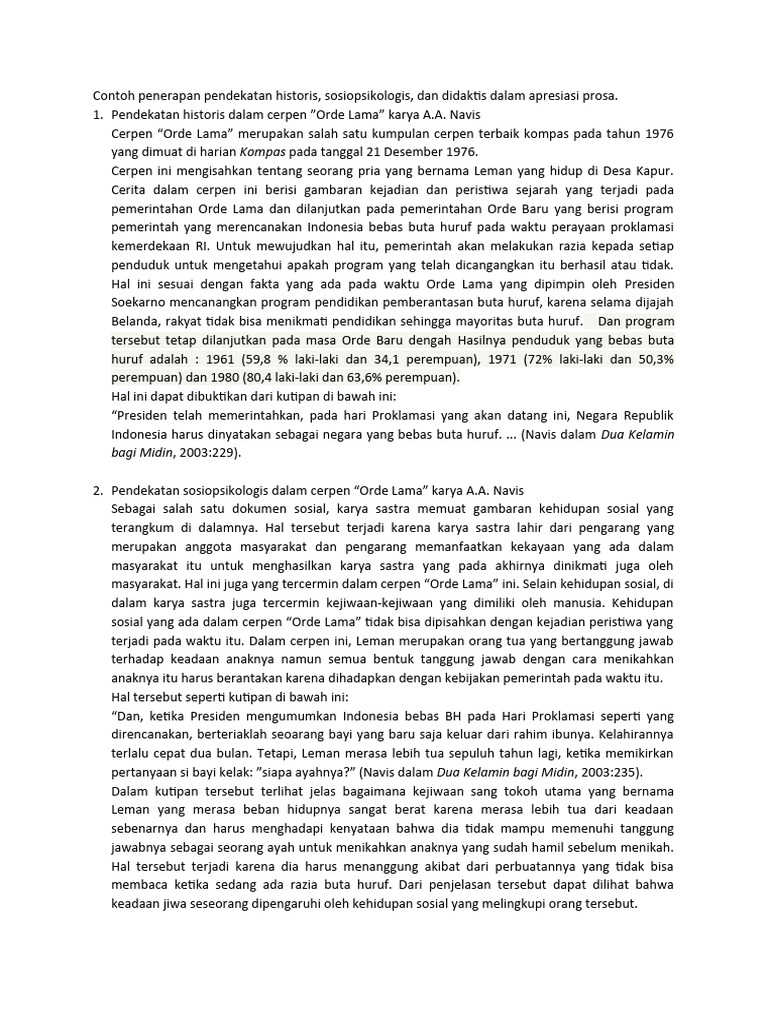 Contoh Penerapan Pendekatan Historis | PDF | Fiksi Umum