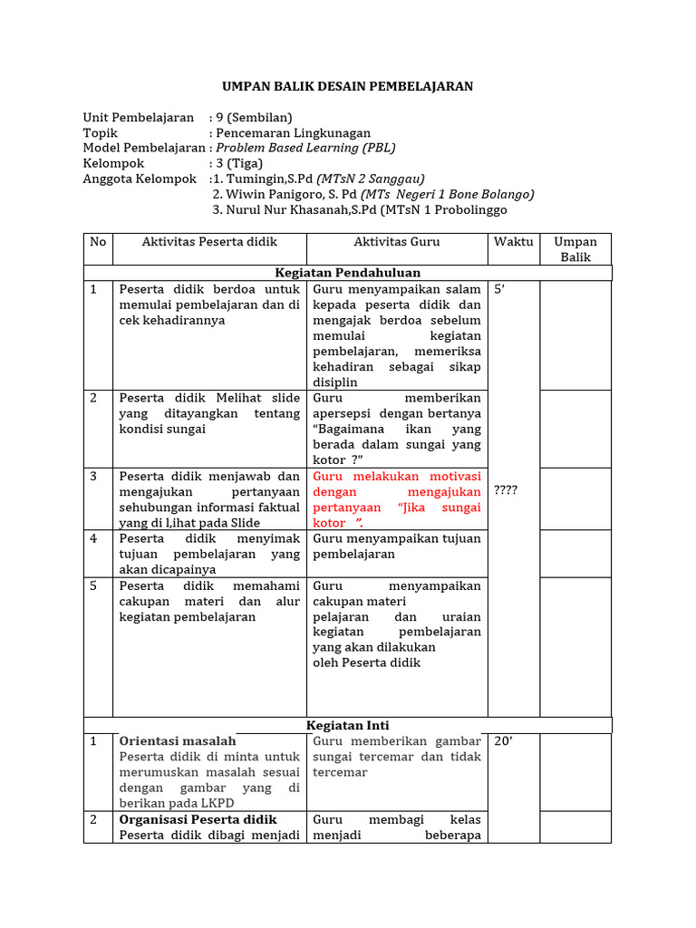 DESAIN PEMBELAJARAN IPA-9 - Pencemaran Lingkungsn | PDF