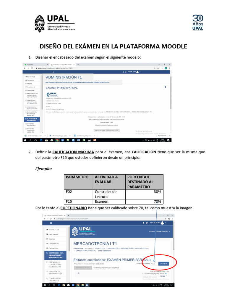 Instructivo y Procedimiento - Exa. Plat. Moodle - v2 | PDF | Moodle | Microsoft Excel
