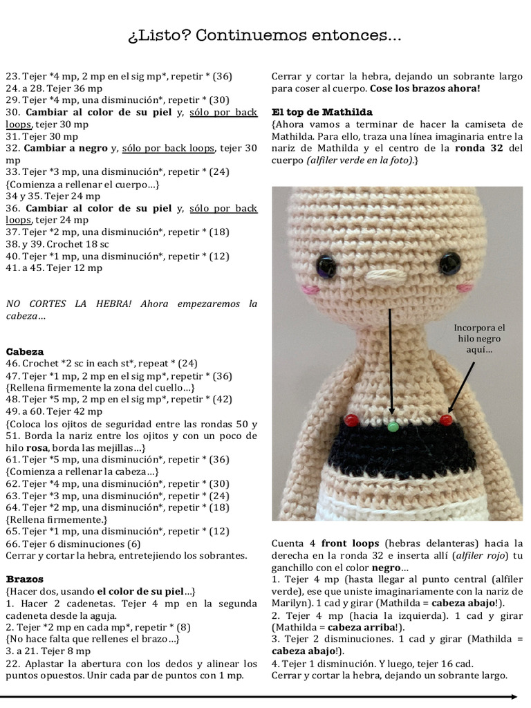 Instrucciones Crochet Muñeca Mathilda | PDF