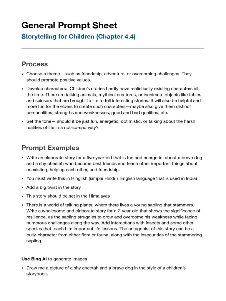 General Prompt Sheet Chapter 4 | PDF