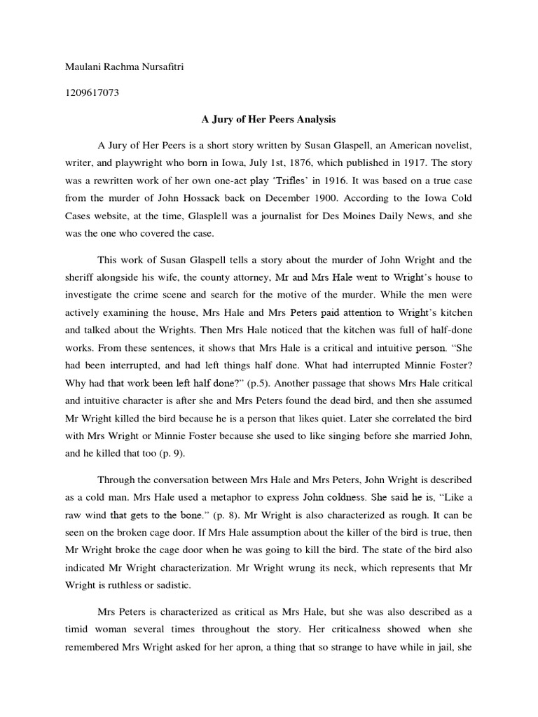 A Jury of Her Peers Analysis | PDF
