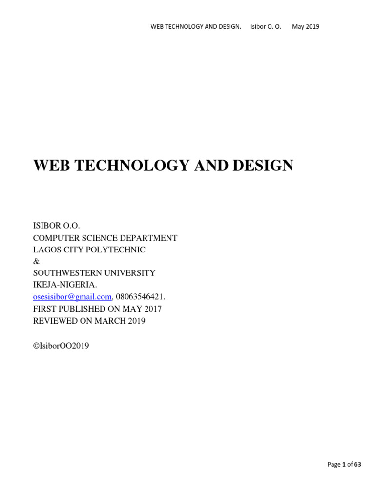 Web Technology | PDF | World Wide Web | Internet & Web