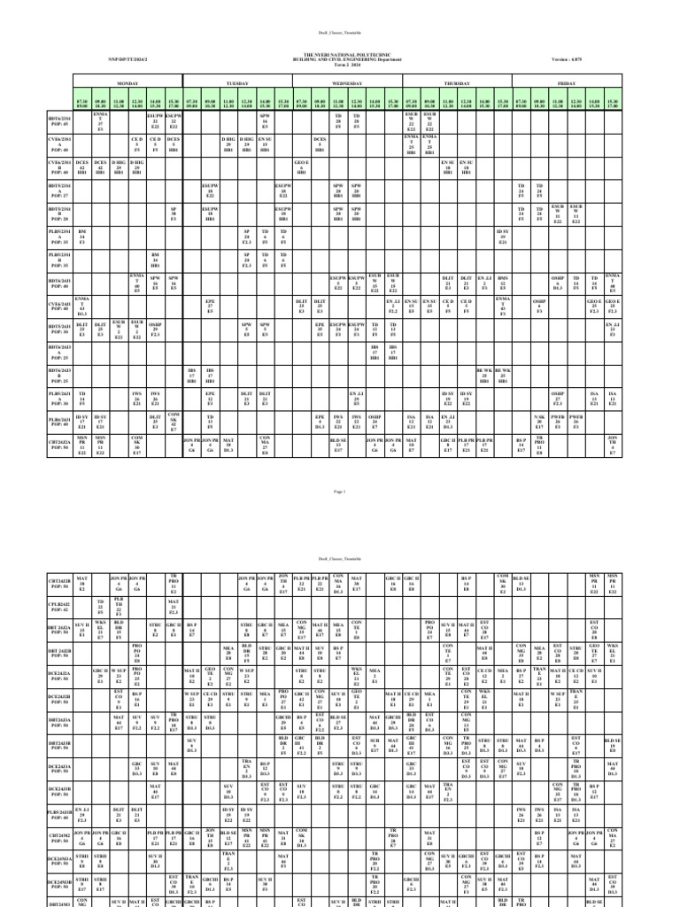 Draft Timetable 002 | PDF