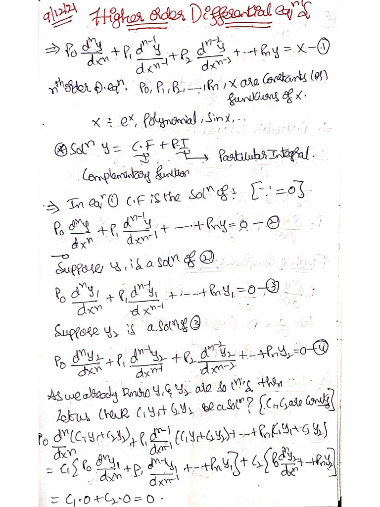 Mahesh Higher Order Differential Equations Maths Notes Pdf