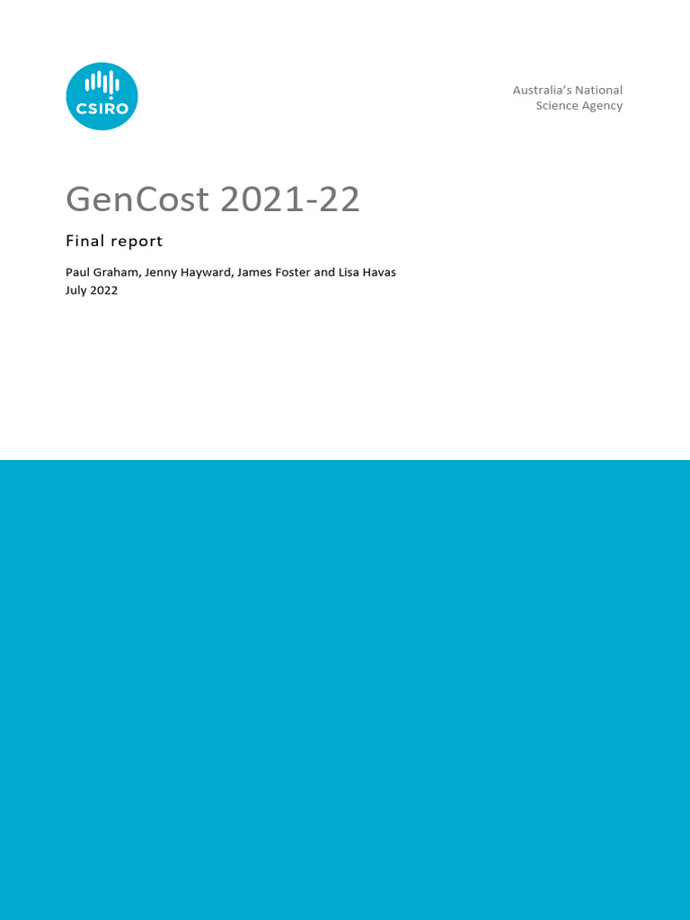 CSIRO, 2022 - GenCost 2021-22 Final Report | PDF | Renewable Energy ...