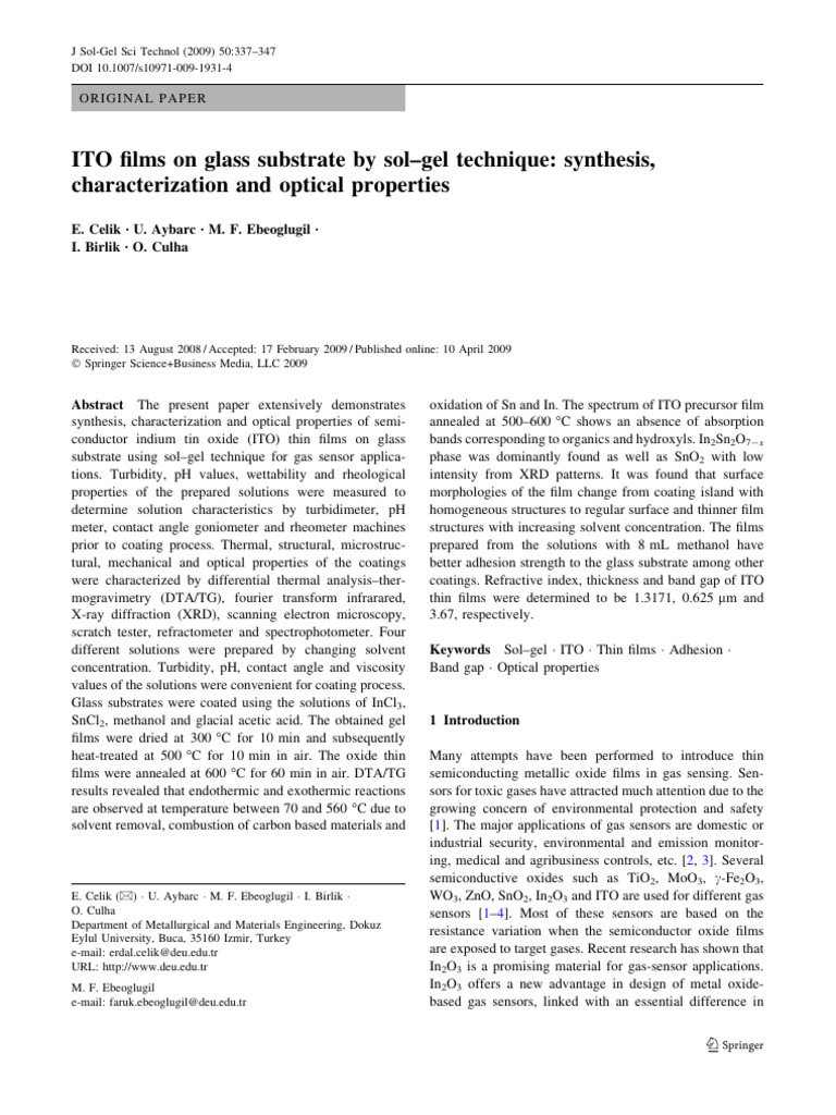ITO | PDF | Thin Film | Viscosity