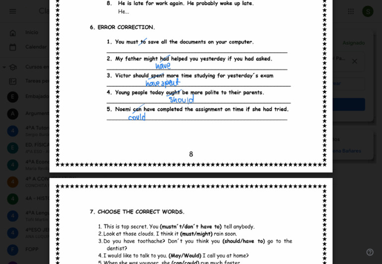 Modal Verbs Error Correction Exercises | PDF