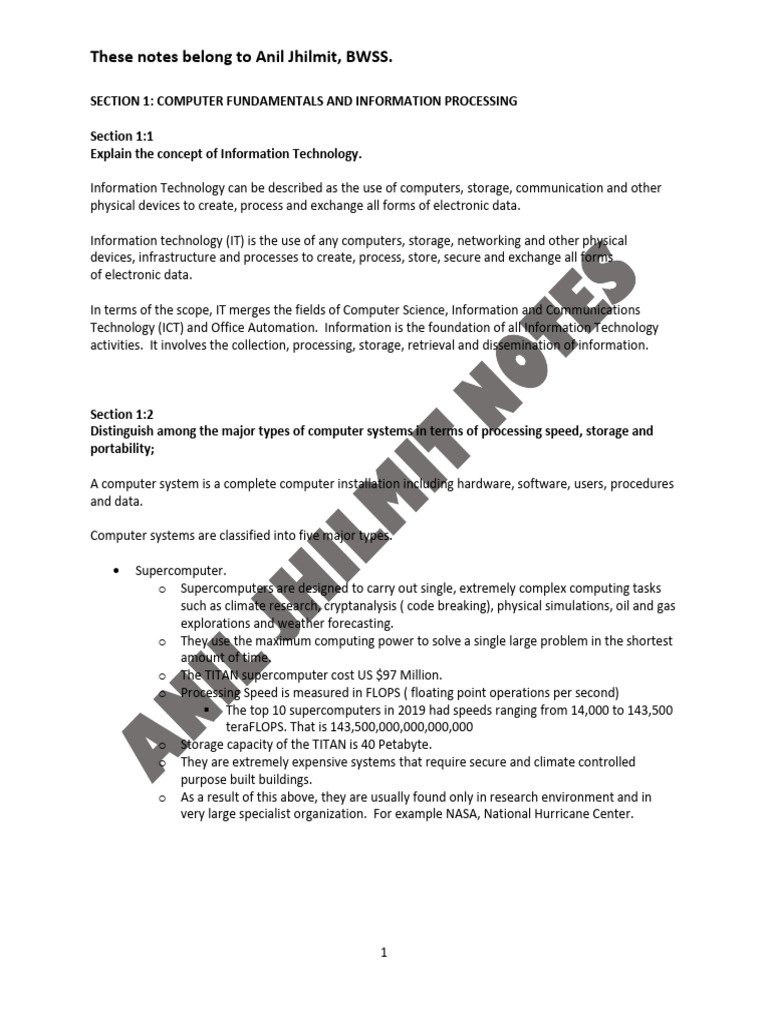 IT Notes Unit 1 | PDF | Graphical User Interfaces | Read Only Memory IT Notes Unit 1 | PDF | Graphical User Interfaces | Read Only Memory