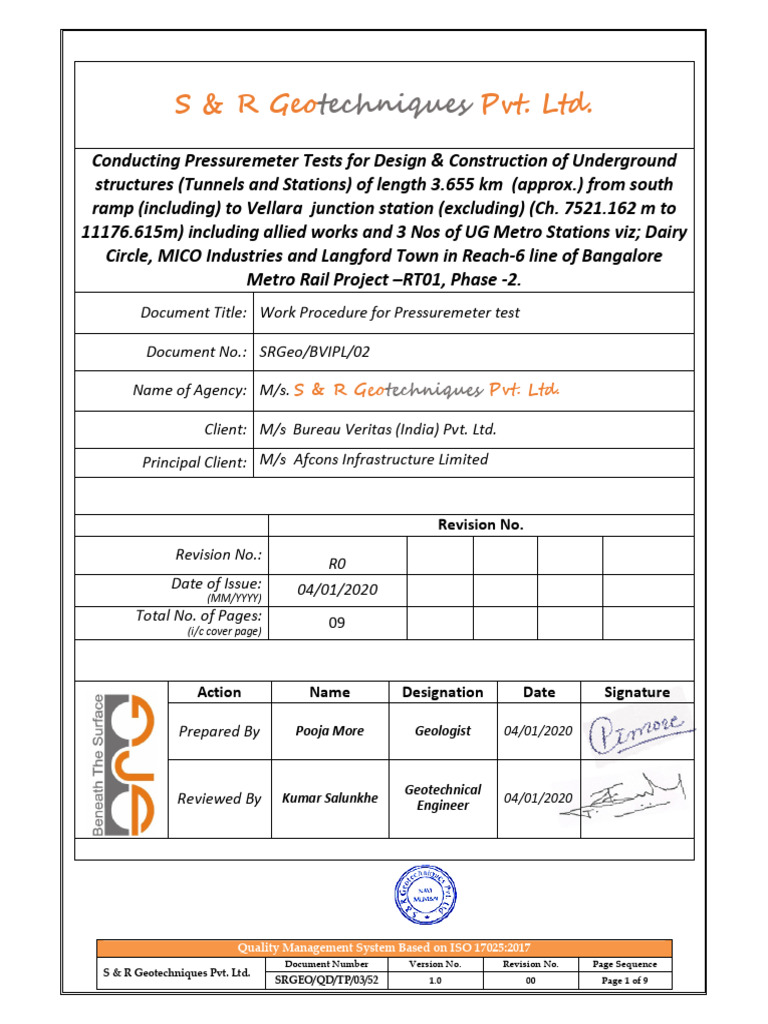 Procedure PMT 100 Bar | Download Free PDF | Pressure Measurement | Pressure