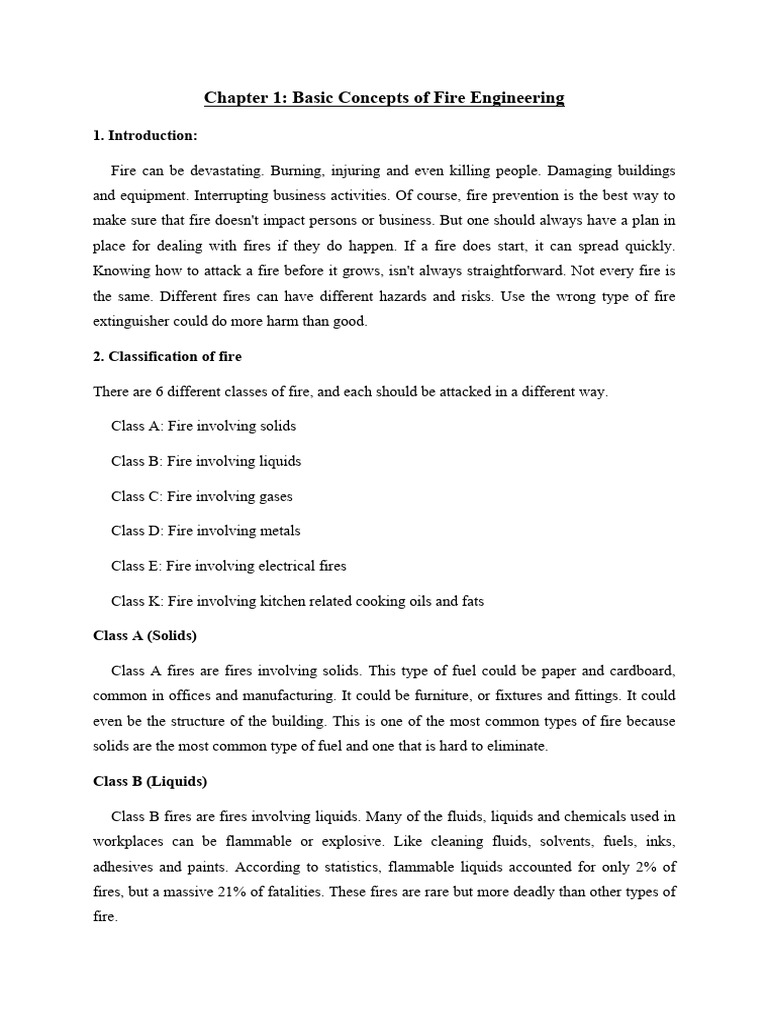 Chapter 1 Basic Concepts of Fire Engineering | PDF | Fires | Combustion