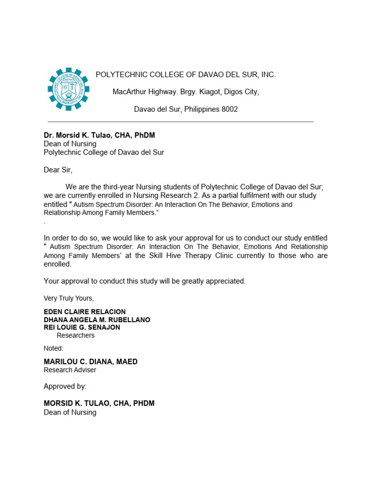 Letter For Research | PDF | Autism Spectrum | Mental Disorder