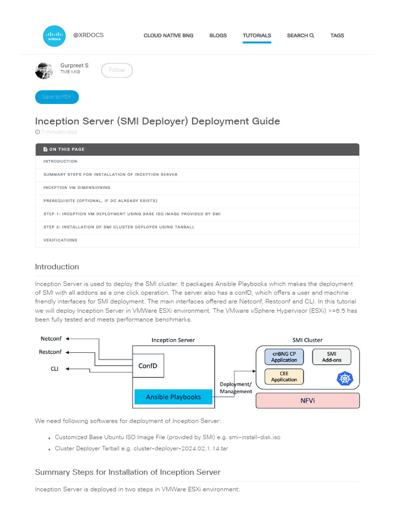 Xrdocs Io Cnbng Tutorials Inception Server Deployment Guide Pdf Virtual Machine Sudo
