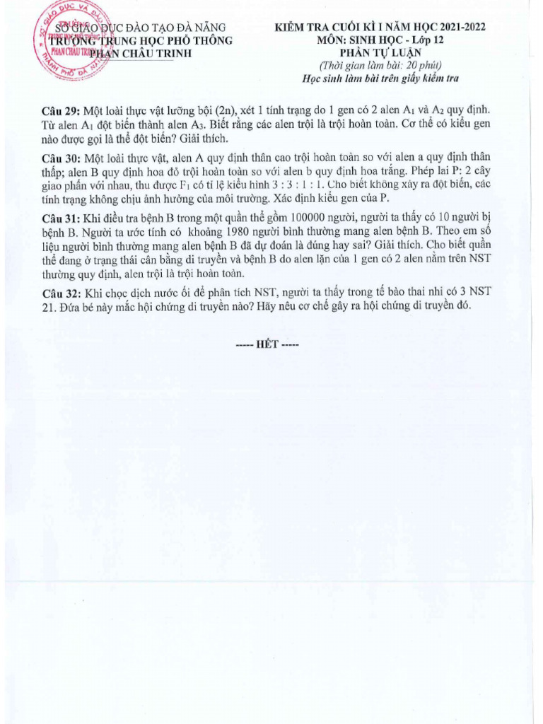 Sinh Hoc12 - TL | PDF