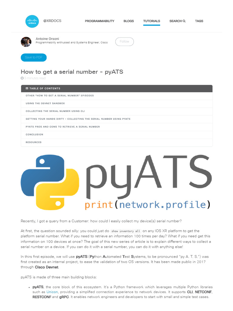 Collecting Serial Numbers with pyATS | PDF | Parsing | Computer Networking