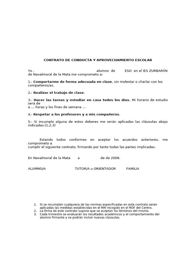 Contrato de Conducta | PDF