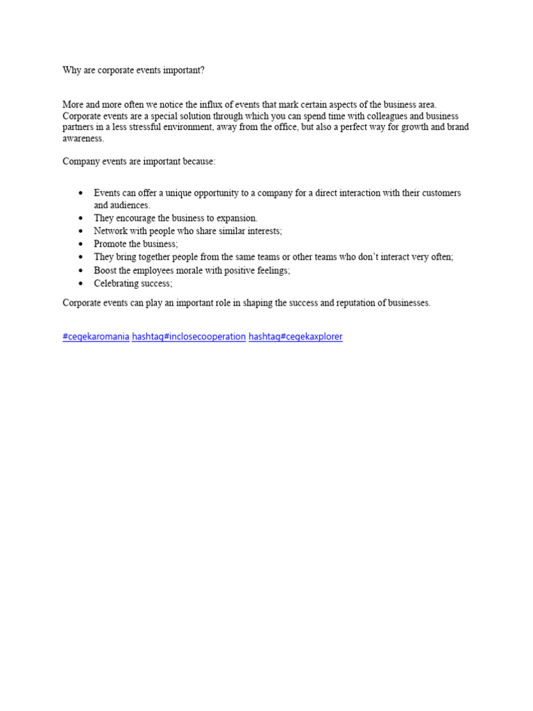 Why Are Corporate Events Important | PDF