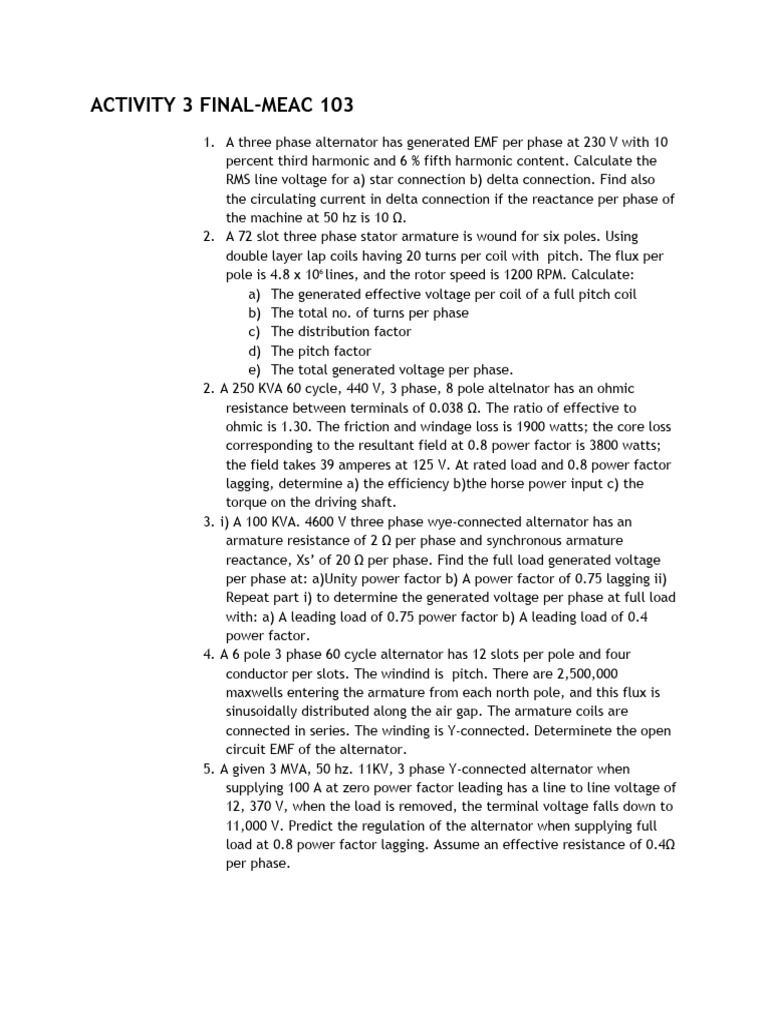 Final Activity 3 Pdf Machines Electrical Engineering