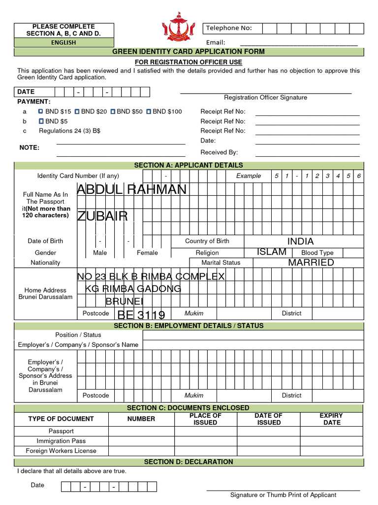 FINAL As of 10 MAY 2023 Borang Ic Hijau English | PDF | Identity Document | Government And ...