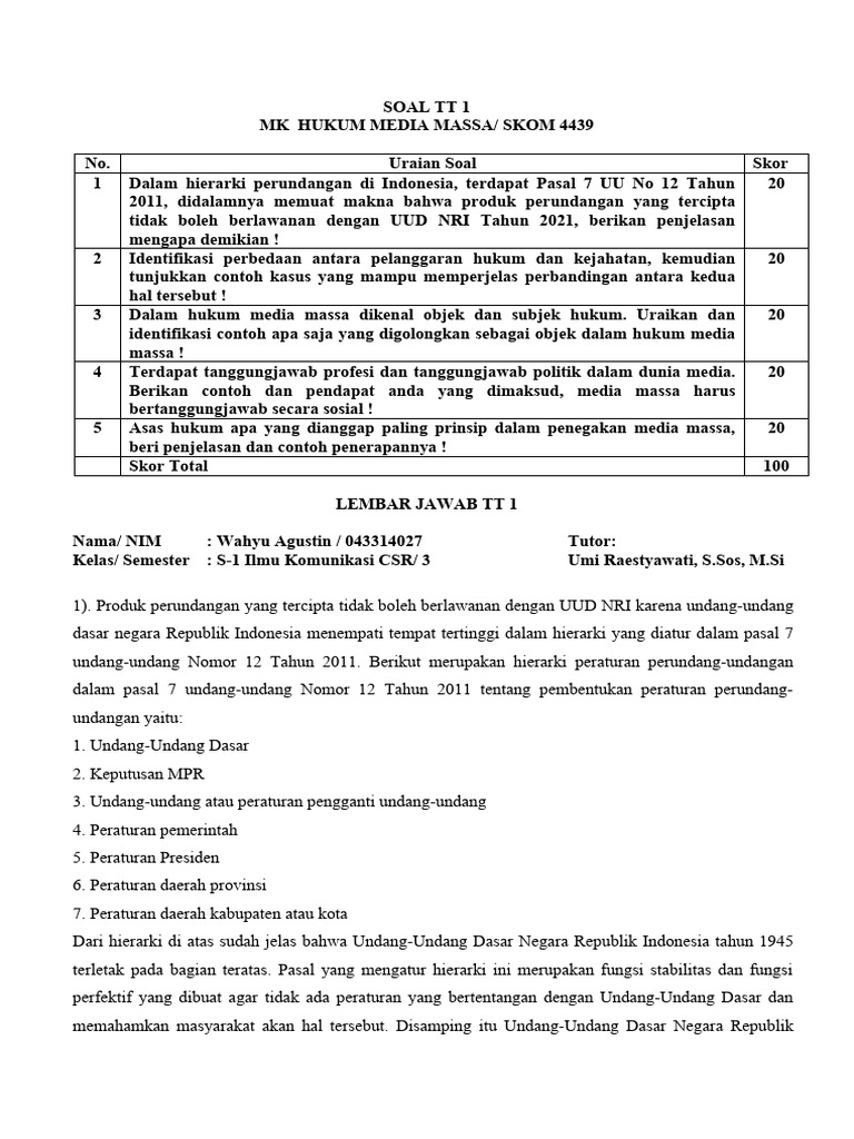Wahyu Agustin - TT1 | PDF | Ilmu Sosial | Hukum