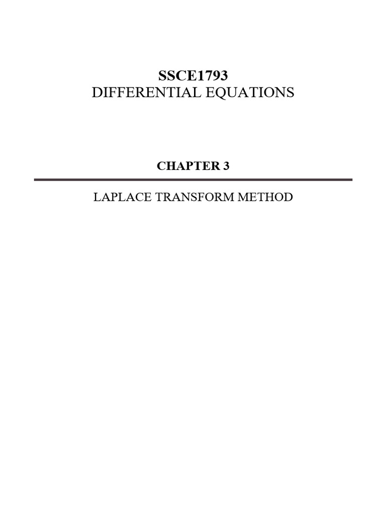 SSCE1793 - Chapter 3 - Laplace Transform | PDF | Laplace Transform | Mathematical Relations