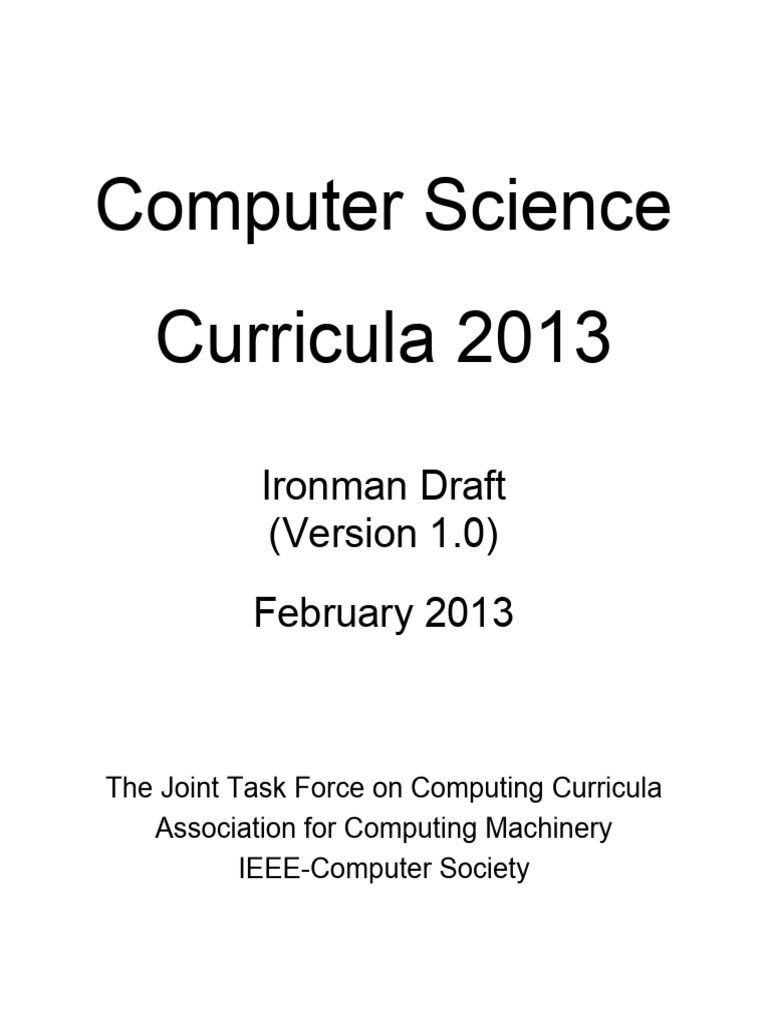 Draft 2013 Computer Science Curricula 2013 Pdf Curriculum Computer Science