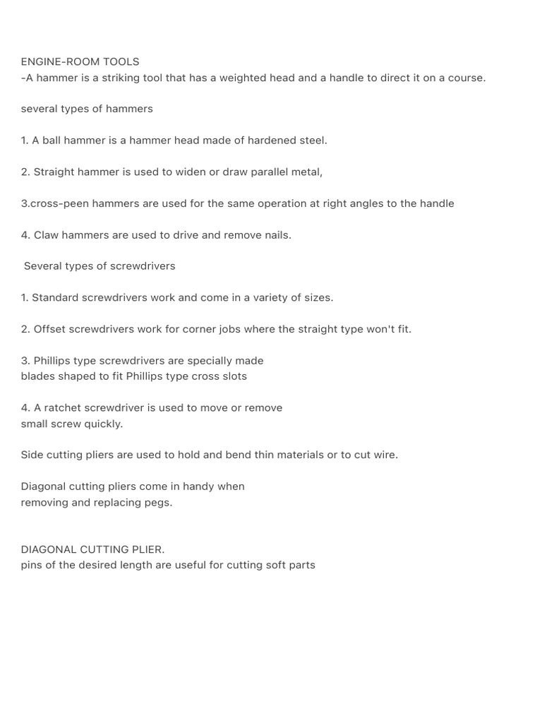 Engine Room Tools | PDF