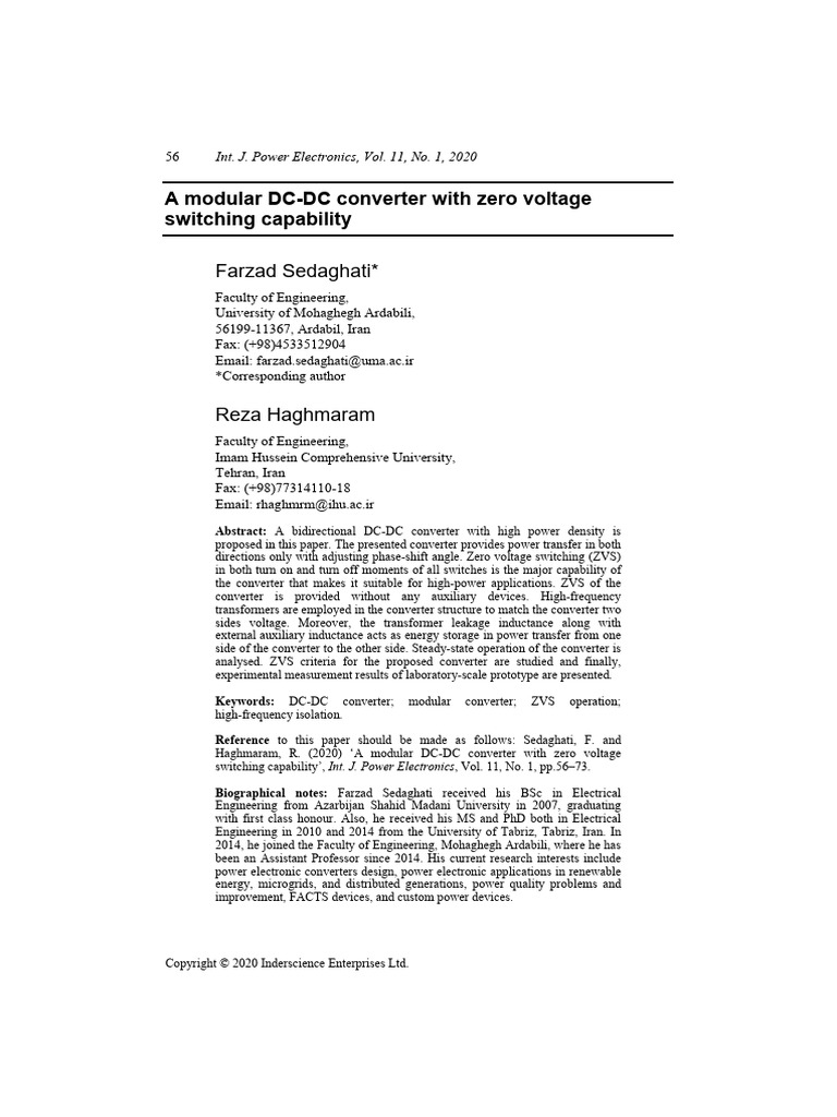 A Modular DC-DC Converter With Zero Voltage Switching Capability | PDF ...